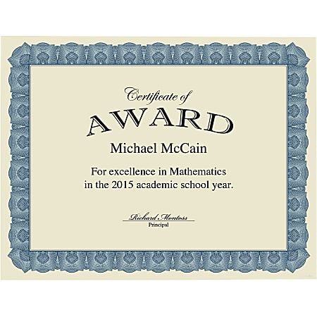 Geographics Tree Free Certificate 8.5 Multicolor with Blue Border ...
