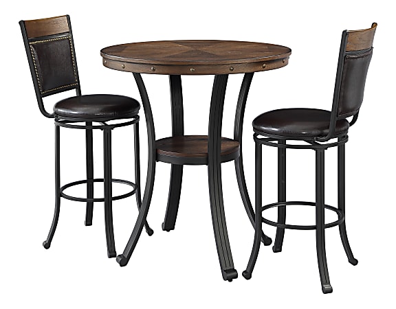 Powell Vinessa Pub Table 40 H x 36 Dia. Rustic UmberBrown - Office Depot