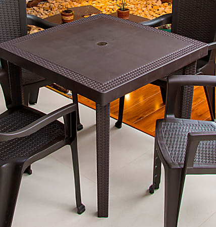 Inval Square Plastic Outdoor Patio Dining Table 29 516 H x 31 12 W x 31 ...