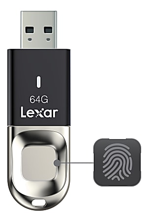 Lexar JumpDrive Fingerprint F35 USB 3.0 Flash Drive 64GB Black LJDF35 ...
