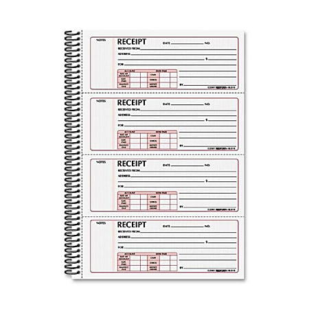 Rediform Money Receipt Book 300 Sheets Wire Bound 2 Part Carbonless ...