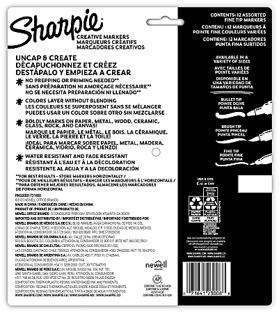 Sharpie Creative Markers Water Based Acrylic Paint Markers Fine Tip ...