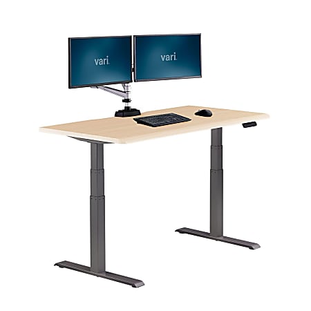 VARI Electric Standing Desk With ComfortEdge 60 W Light Wood - Office Depot