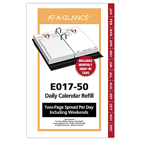 2024 AT A GLANCE Daily Loose Leaf Desk Calendar Refill 3 12 x 6 January ...