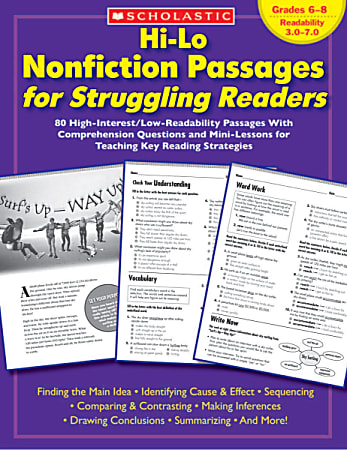 Scholastic Hi Lo Nonfiction Passages Grades 6 8 - Office Depot