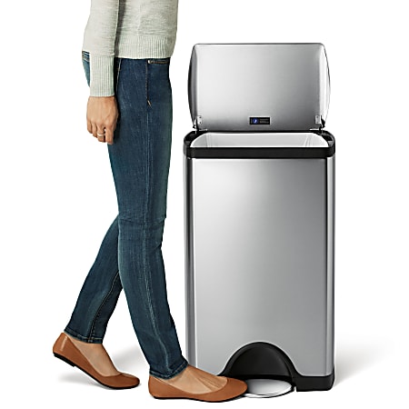 simplehuman Rectangular Metal Step Trash Can 10 Gallons 25 34 H x 15 ...