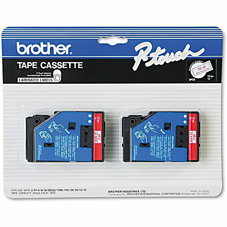 Brother TC 11 Red On Clear Tapes 0.5 x 25 Pack Of 2 - Office Depot