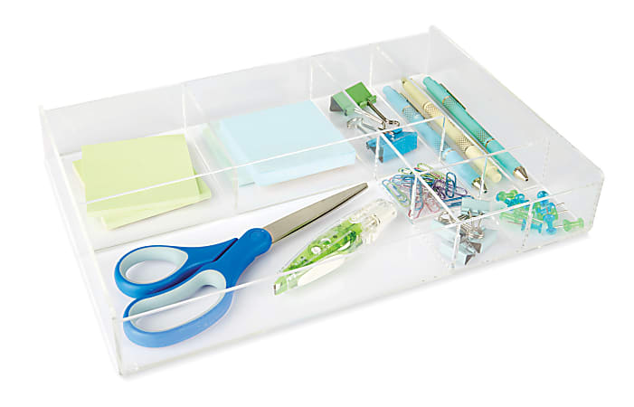 Realspace 8 Compartment Desk Organizer 2 H x 12 78 W x 8 34 D Clear ...