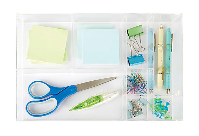 Realspace 8 Compartment Desk Organizer 2 H x 12 78 W x 8 34 D Clear ...