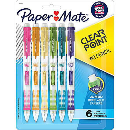 Paper Mate Clearpoint Mechanical Pencils 0.7 mm Lead Assorted Barrel 6 Pack - ODP Business Solutions