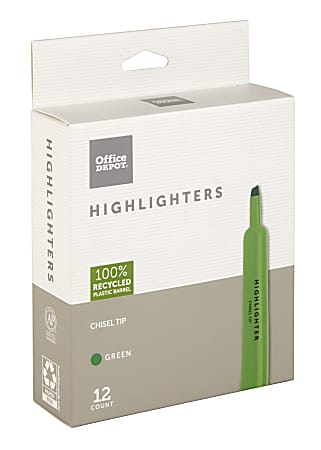 Office Depot Brand Chisel Tip Highlighter 100percent Recycled Plastic ...