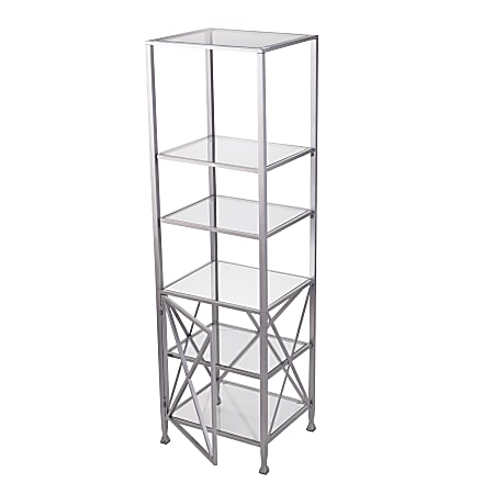 Southern Enterprises Chayra X Frame Bookcase 72 H 6 Shelves Silver ...