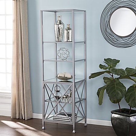 Southern Enterprises Chayra X Frame Bookcase 72 H 6 Shelves Silver ...