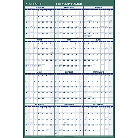 2024 2025 AT A GLANCE Vertical Reversible Erasable Academic Yearly Wall ...
