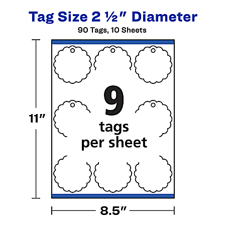 Avery Printable Textured Scallop Round Tags 2 12 diameter White Pack of ...