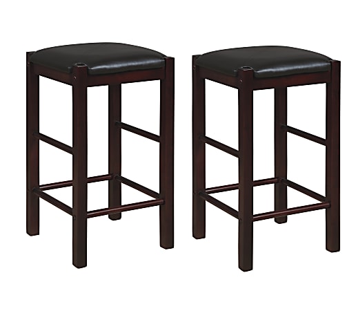 Linon Kent Backless Faux Leather Counter Stools Espresso Set Of 2 ...