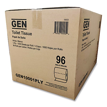 GEN Standard Bath Tissue Small RolL Septic Safe 1 Ply White 1000 ...