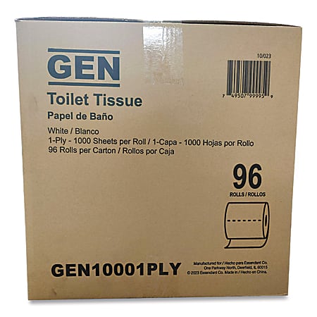 GEN Standard Bath Tissue Small RolL Septic Safe 1 Ply White 1000 ...