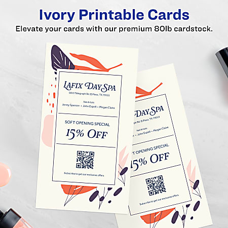 Avery Printable Postcards 95280 MIC25 Rectangle 6 x 11 Matte Ivory Pack ...