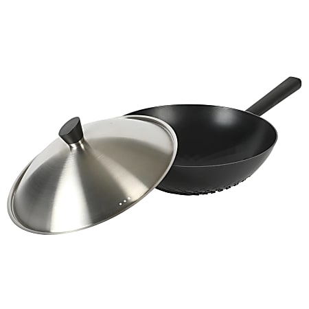 Kenmore Eugene Cast Aluminum Nonstick Wok With Stainless Steel Lid 13 ...