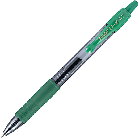 Pilot G2 Retractable Gel Pens Fine Point 0.7 mm Clear Barrels Green Ink ...