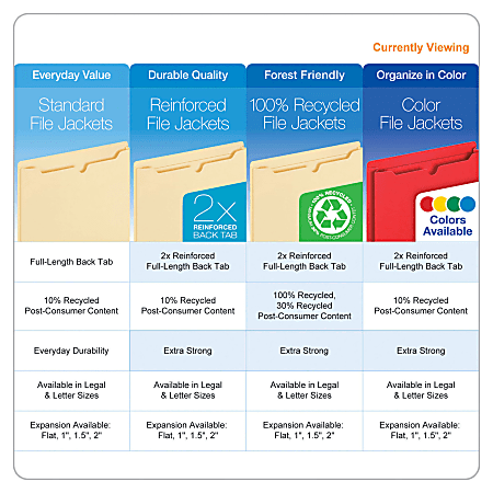 Office Depot Brand Manila Double Top File Jackets 2 Expansion Letter ...