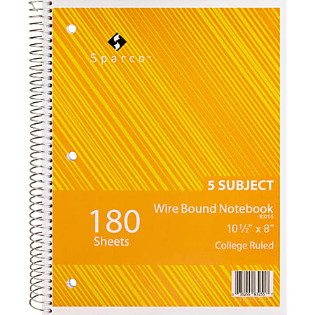 Sparco Wirebound Notebooks 8 x 10 12 College Ruled 180 Sheets Assorted ...