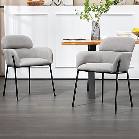 Glamour Home Barber Fabric Dining Accent Chairs Gray Set Of 2 Chairs ...