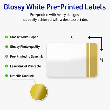 Avery Print To The Edge Labels Sure Feed S00 DK9 PRWGP10 2 x3 Glossy ...