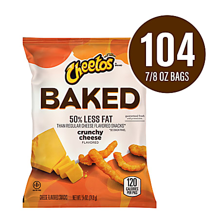 Cheetos Baked Whole Grain Rich Crunchy Snacks 0.875 Oz Total Qty 104 ...