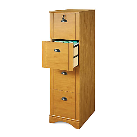 Realspace Dawson 21 34 D Vertical 4 Drawer File Cabinet Canyon Maple Office Depot