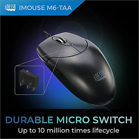 Adesso iMouse M6 TAA Optical Scroll Mouse TAA Compliant Full size Mouse ...