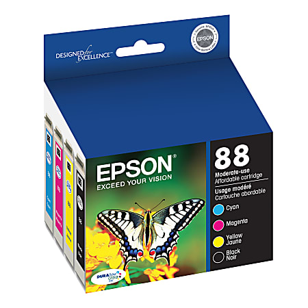 Epson 88 DuraBrite Ultra Black And Cyan Magenta Yellow Ink Cartridges ...