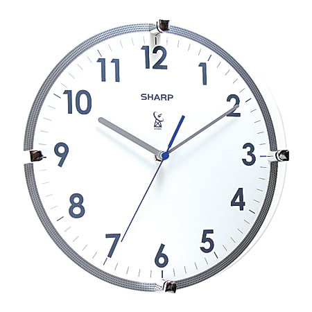 Sharp Atomic Round Wall Clock 11 WhiteSilver - Office Depot