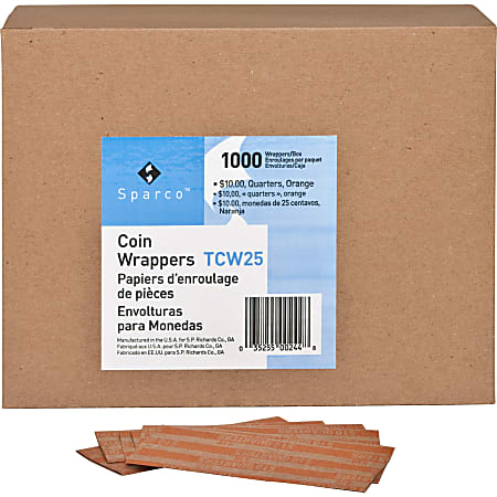Sparco Flat Coin Wrappers 10 in 40 Coins of 25 Denomination 60 lb Paper ...