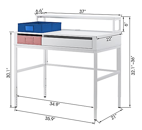 Realspace Baywick 37 W Student Computer Desk With Height Adjustable ...