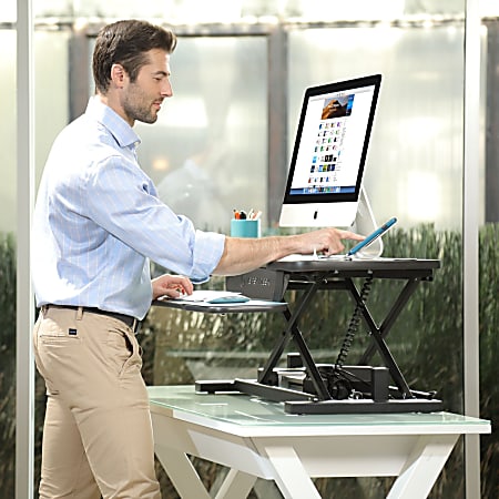 VersaDesk Power Pro Sit To Stand Electric Height Adjustable Desk Riser ...