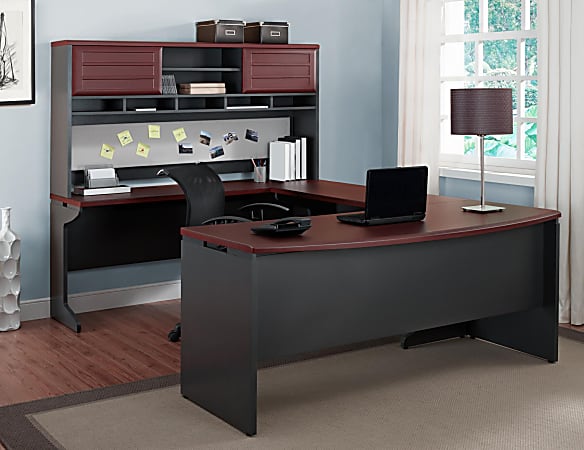 Ameriwood Home Pursuit L Shaped Desk With Credenza And Bridge Table ...
