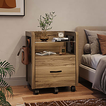 Bestier Rolling 15 38 D Vertical 1 Drawer File Cabinet With Glass ...