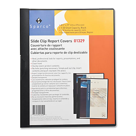 Sparco Slide Clip Report Covers 8 12 x 11 Black - Office Depot