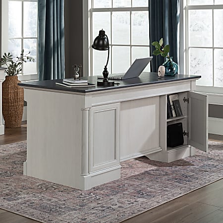 Sauder Palladia 66 W Executive Computer Desk Glacier Oak Office Depot