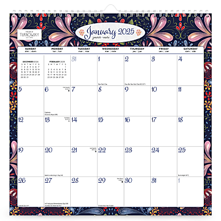 2025 BrownTrout House of Turnowsky Monthly Square Wire O Calendar 12 x ...