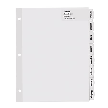 Avery Big Tab Printable Large Label Dividers Easy Peel White 8 Tab Pack ...