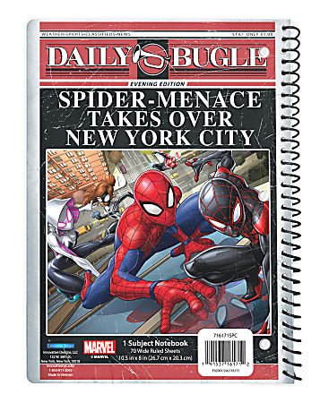 Spiderman Single Subject Wide Ruled Notebook 70 Sheets - Office Depot