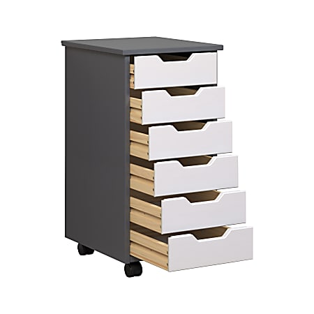 Trendfurn Omnia Narrow Roll Cart 6 Drawers 25 34 x 13 25 GrayWhite ...