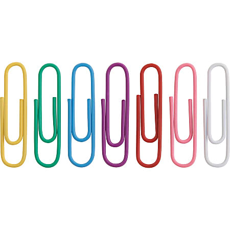 Sparco Vinyl Coated Gem Clips Box Of 500 No. 1 Assorted Colors - Office ...