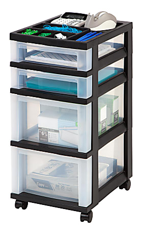 Office Depot Brand Plastic 4 Drawer Storage Cart 26 716 x 12 116 x 14 ...