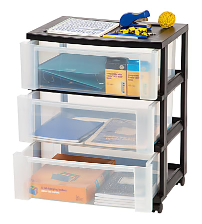 Office Depot Brand Plastic 3 Drawer Storage Cart 27 x 21 12 x 15 Black ...