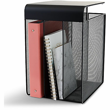 Safco Onyx Mesh Hanging Organizer Solid Top 3 Section Vertcal Black ...