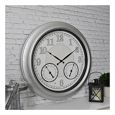 FirsTime Co. Radiant LED Outdoor Wall Clock Galvanized Silver - Office ...